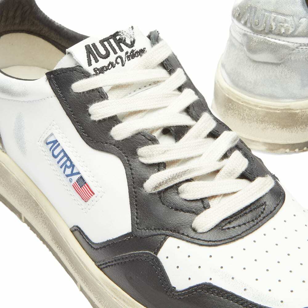 Autry Men's Super Vintage Low Sneakers in White/Black/Silver Autry