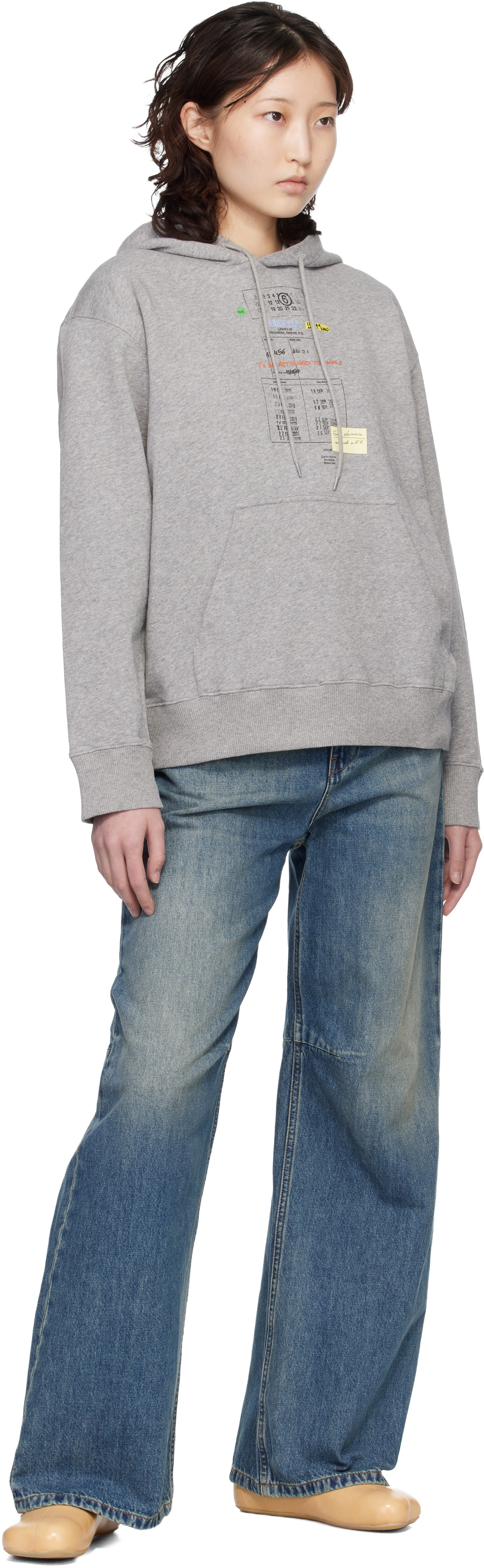 MM6 Maison Margiela Gray Unbrushed Cotton Hoodie MM6 Maison Margiela