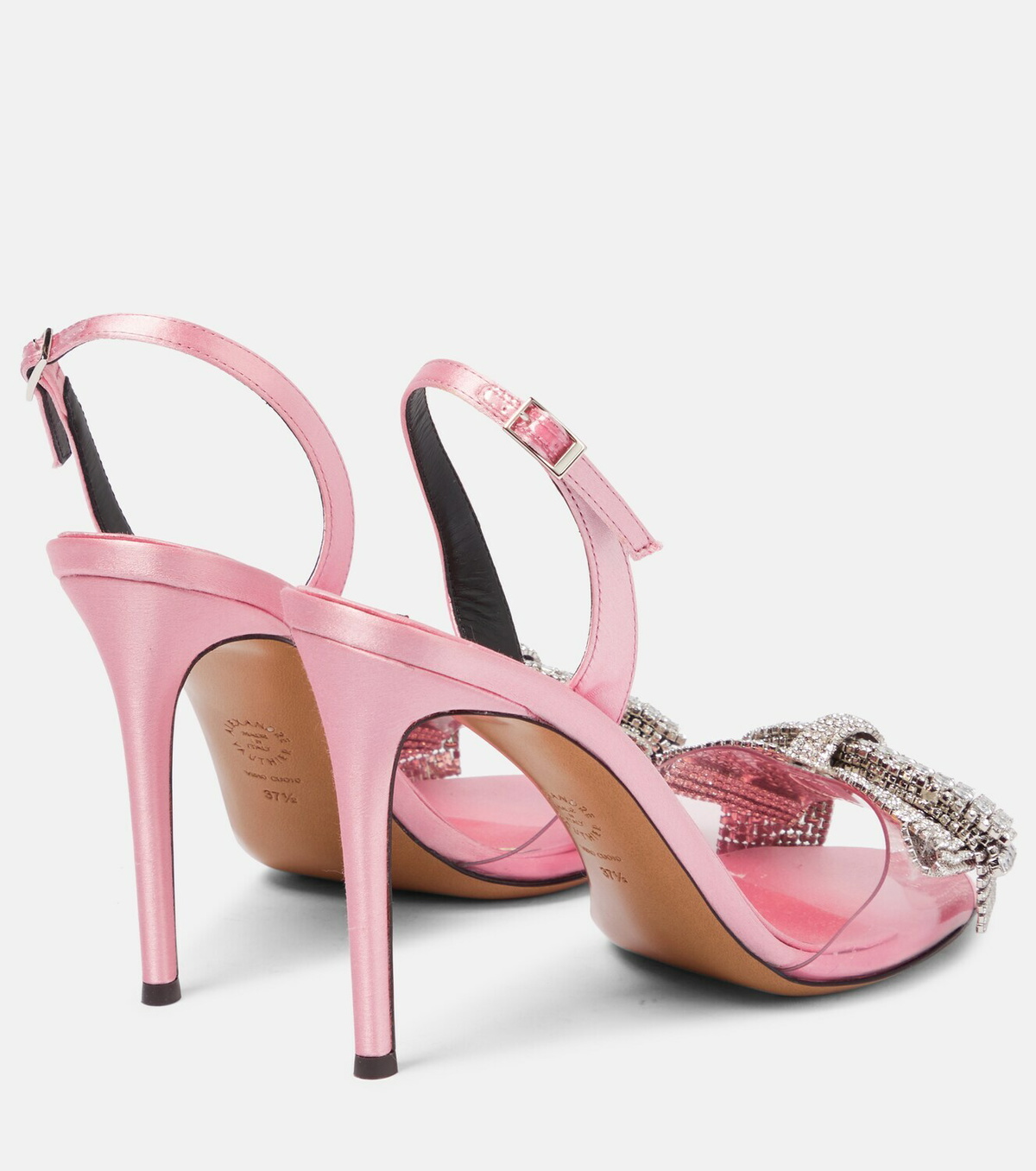 Alexandre Vauthier - Crystal-embellished satin slingback sandals ...