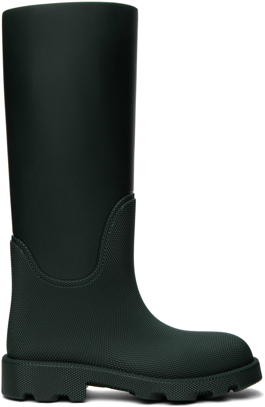 Burberry Green Rubber Marsh High Boots Burberry