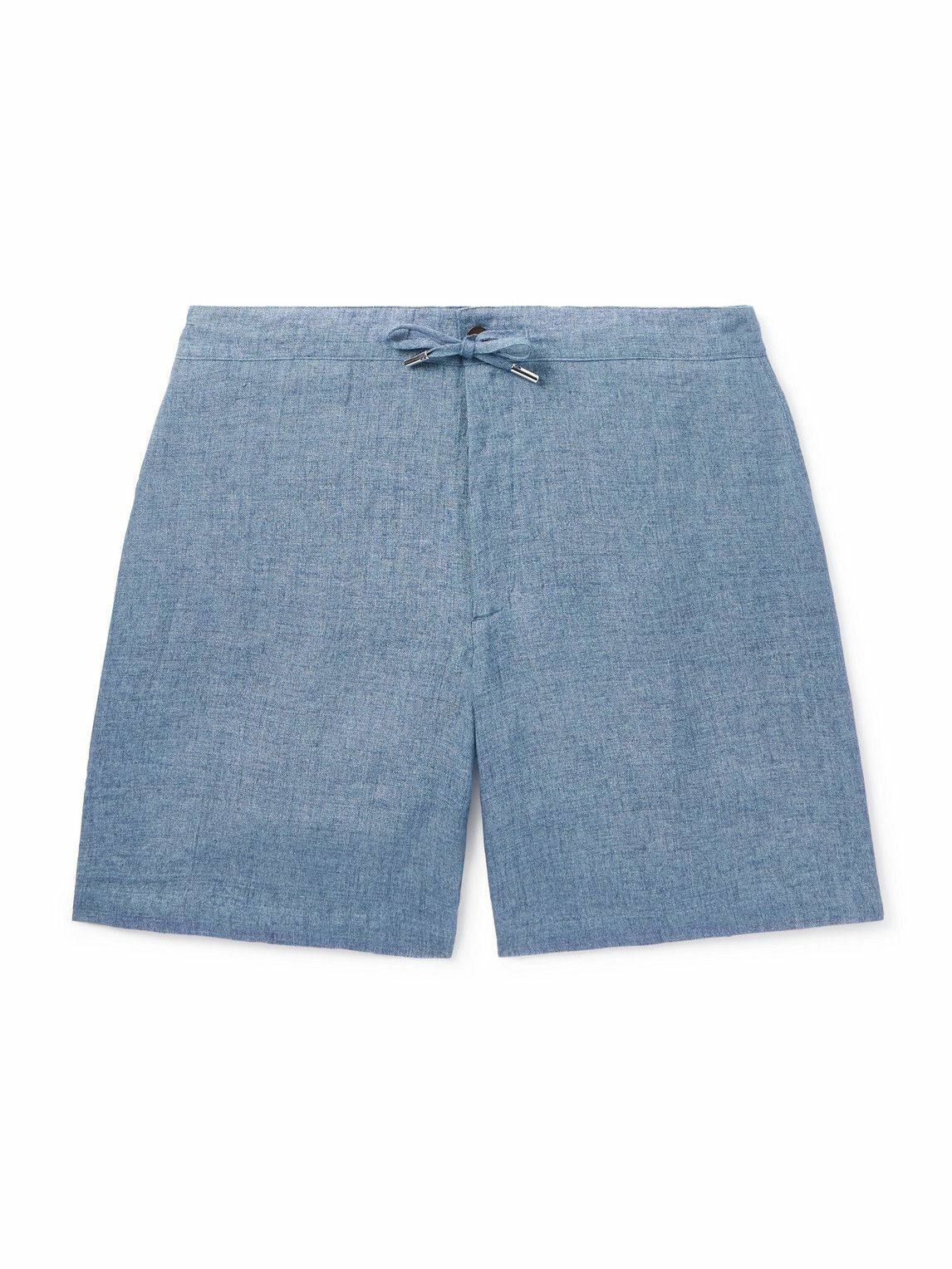 Mr P. - Straight-Leg Linen-Chambray Drawstring Shorts - Blue Mr P.