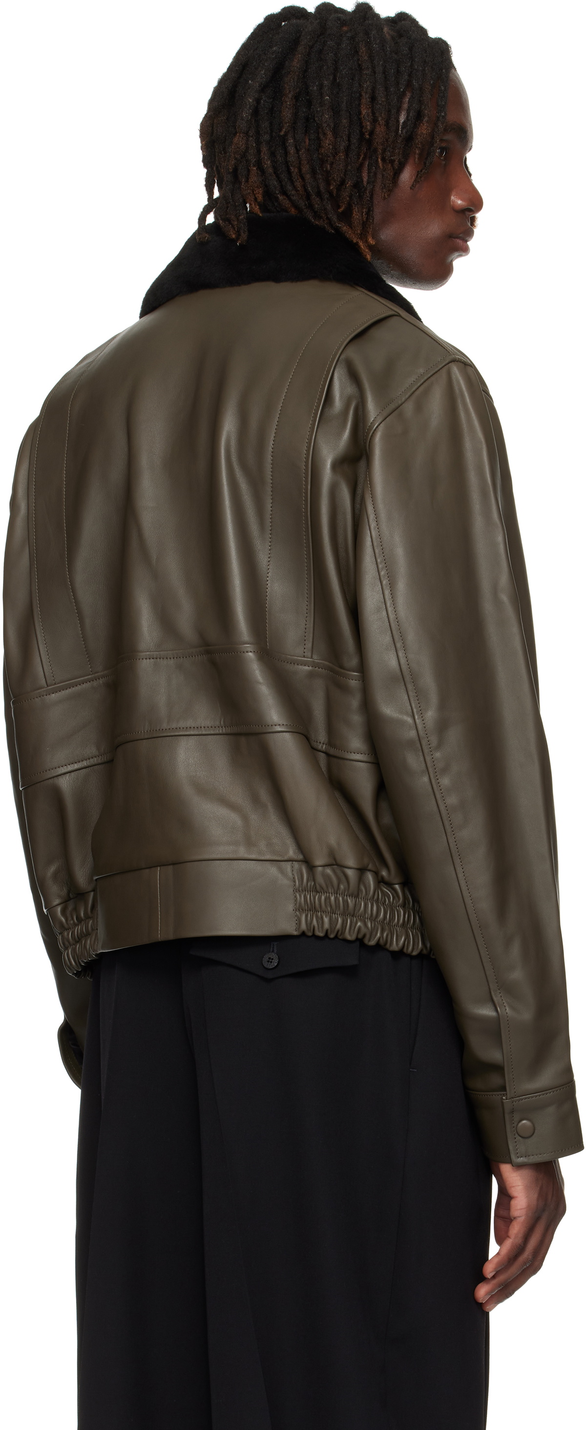 Ernest W. Baker Khaki Aviator Leather Jacket Ernest W. Baker