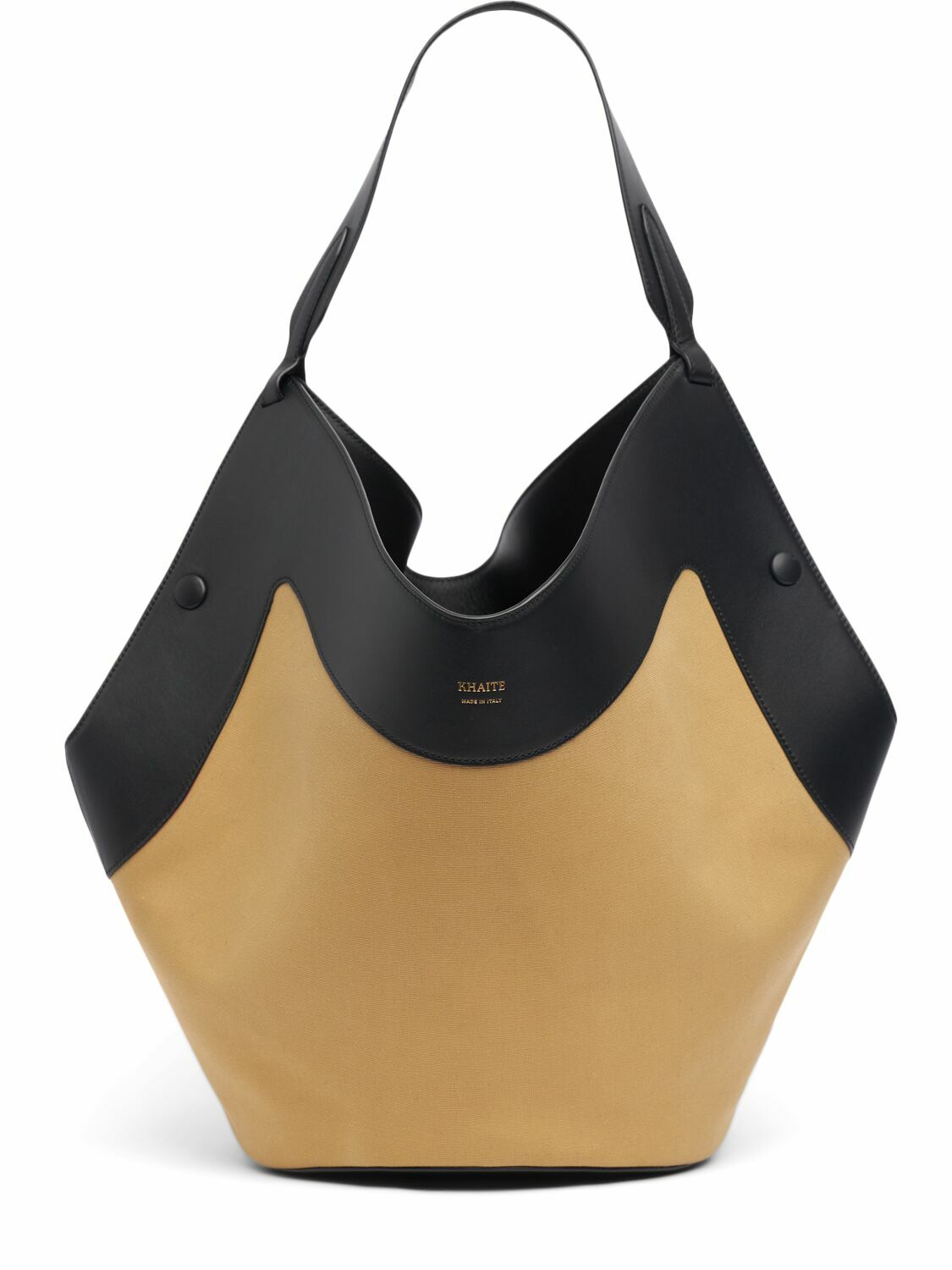 KHAITE Medium Lotus Canvas & Leather Tote Bag Khaite
