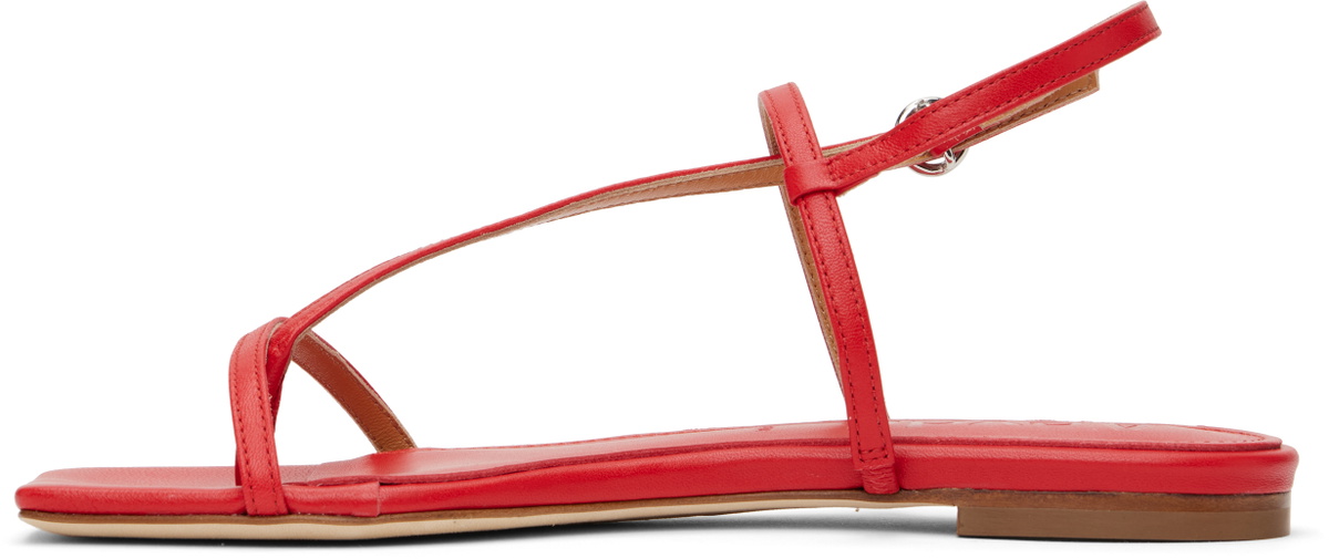 Aeyde Red Ella Leather Toe-Post Sandals Aeyde