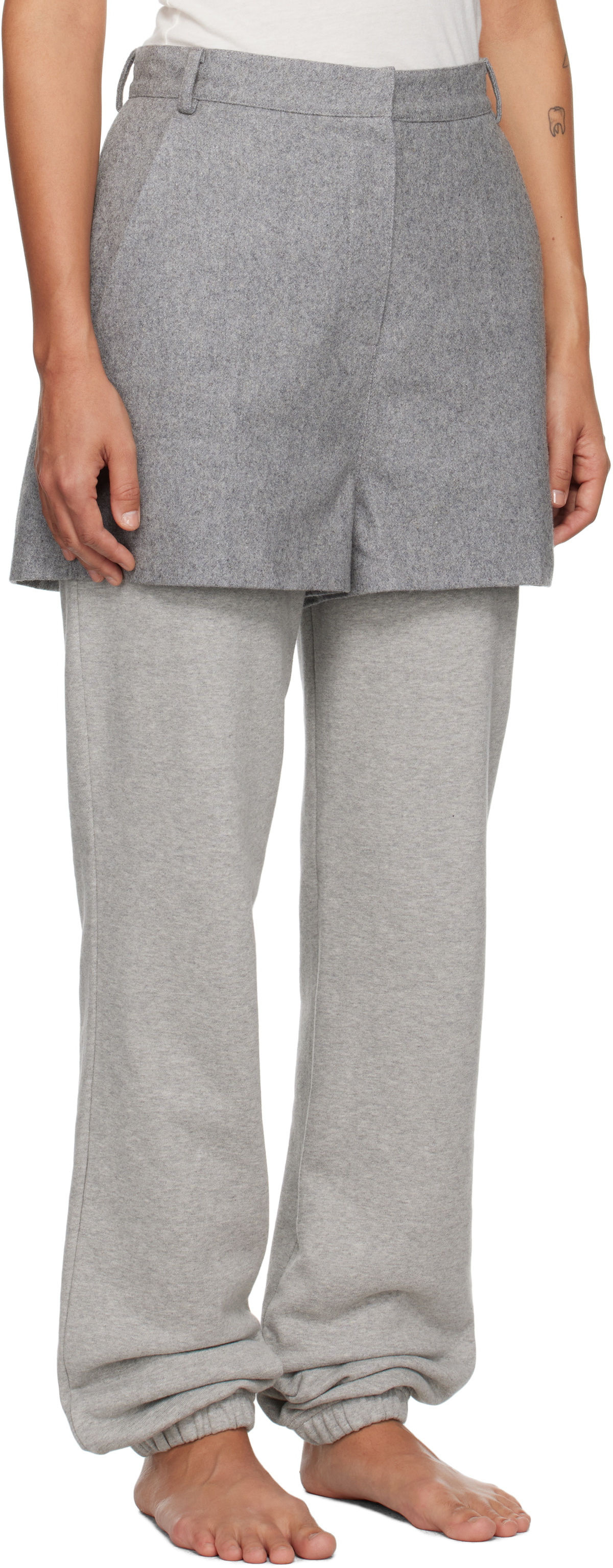 Pushbutton Gray Jersey Combi Sweatpants Pushbutton