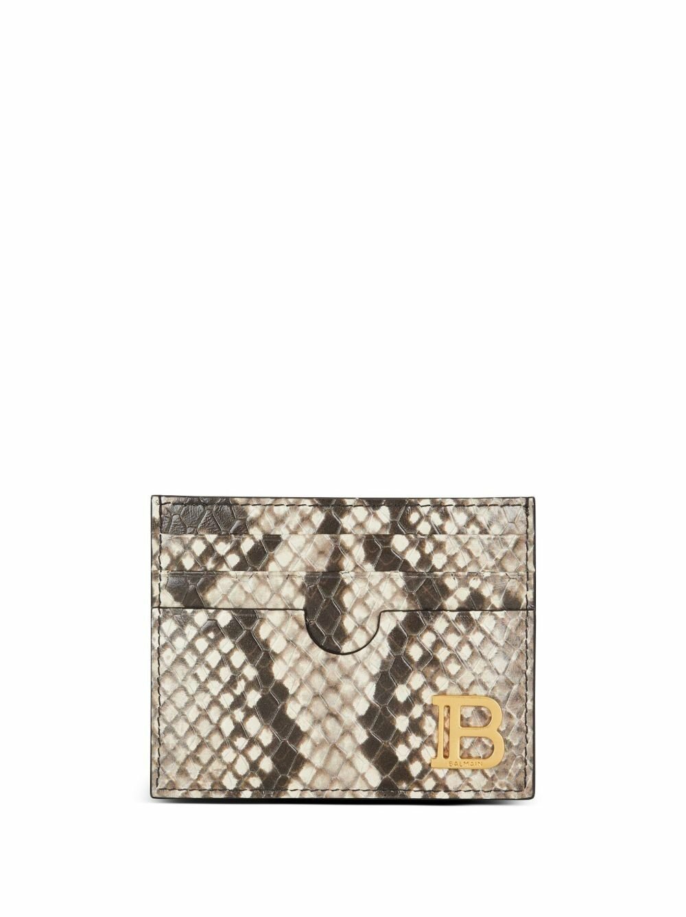 Balmain Brown B-Buzz Snakeskin-Effect Leather Card Holder Balmain