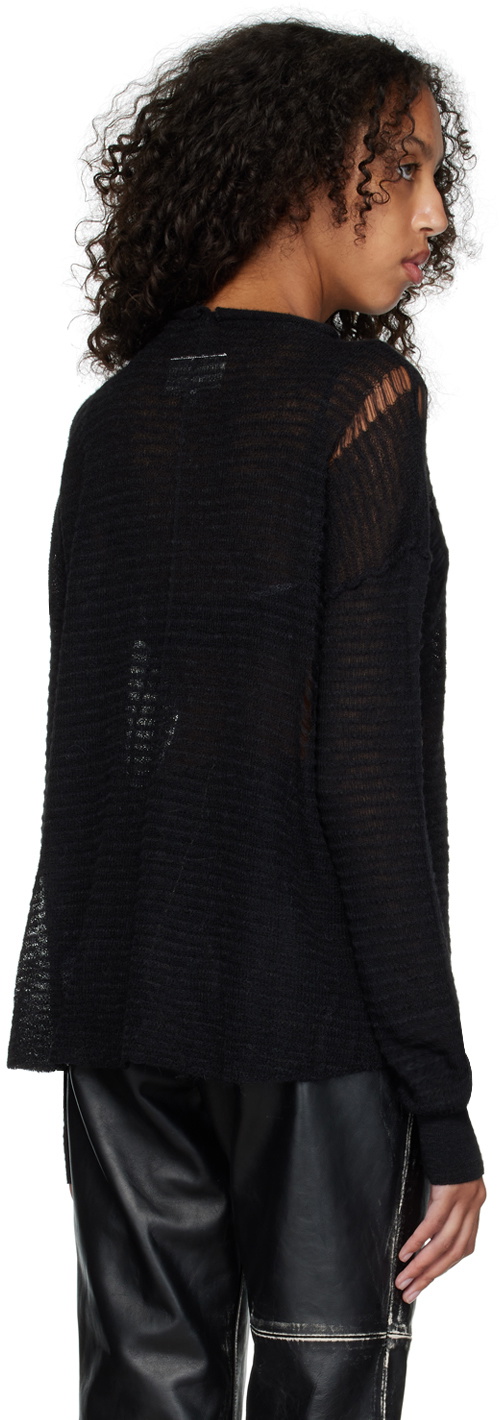 MM6 Maison Margiela Black Distressed Sweater MM6 Maison Margiela