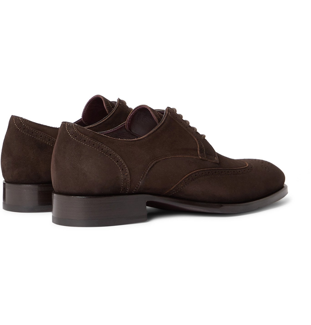 BRIONI - Suede Brogue Derby Shoes - Brown Brioni