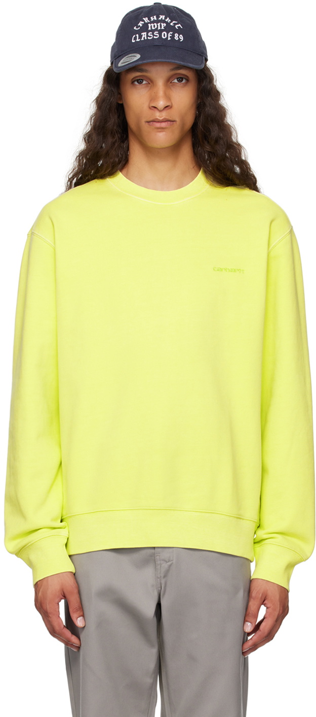 Carhartt Work In Progress Yellow Duster Script Sweatshirt Carhartt WIP