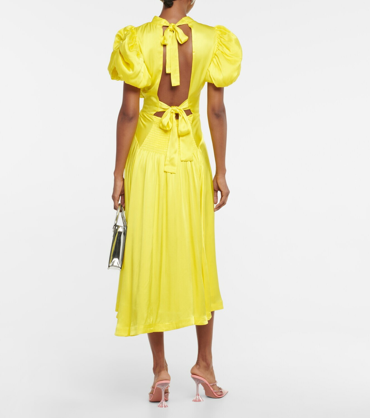 Rotate Birger Christensen Puff-sleeve halterneck satin dress ROTATE Birger Christensen