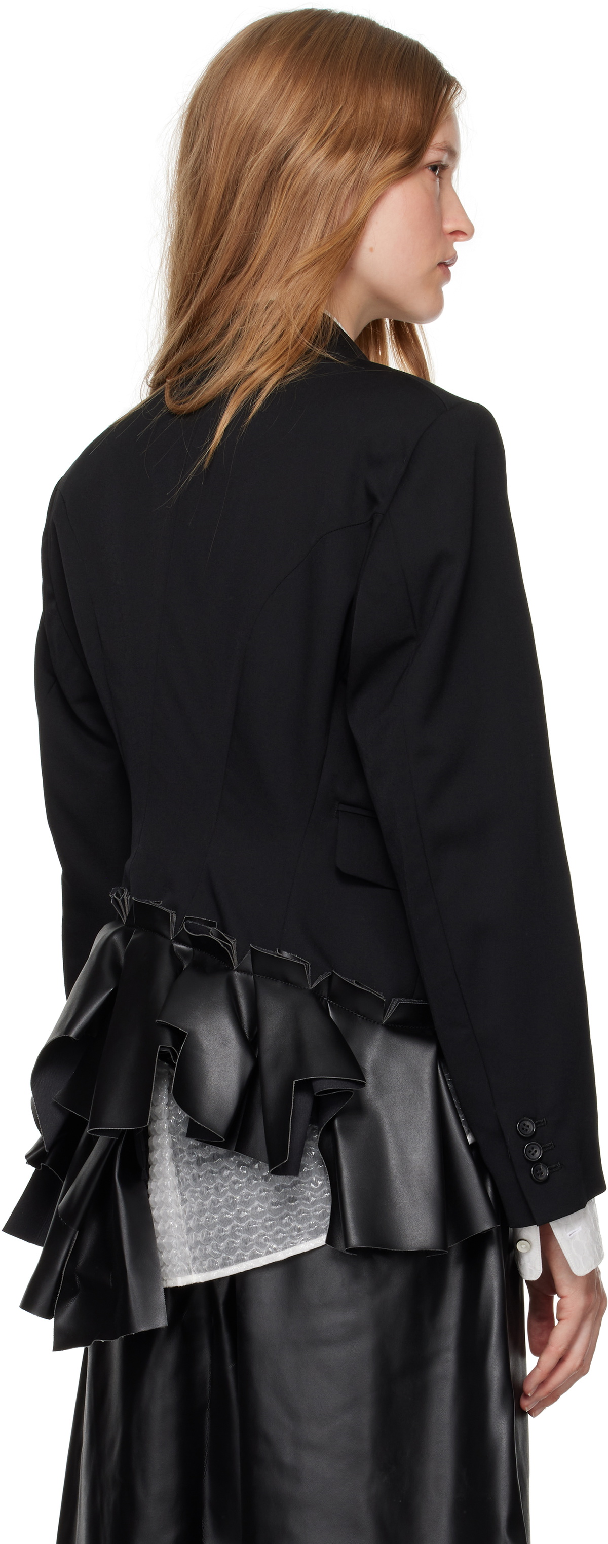 Comme des Garçons Black Ruffle Trim Blazer Comme des Garcons