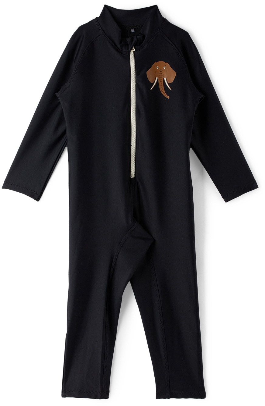 Mini Rodini Kids Black Elephant One-Piece Swimsuit Mini Rodini