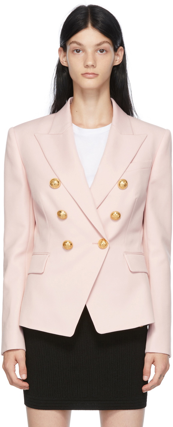 Balmain Pink Grain De Poudre Six-Button Blazer Balmain