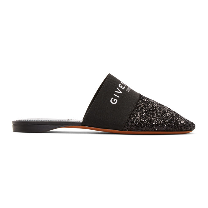 Givenchy Black Glitter Bedford Mules Givenchy