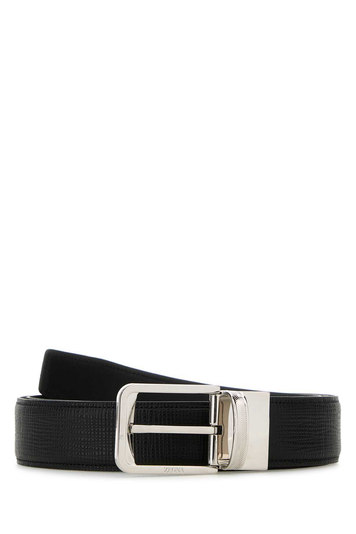 Zegna Black Leather Reversible Belt Zegna
