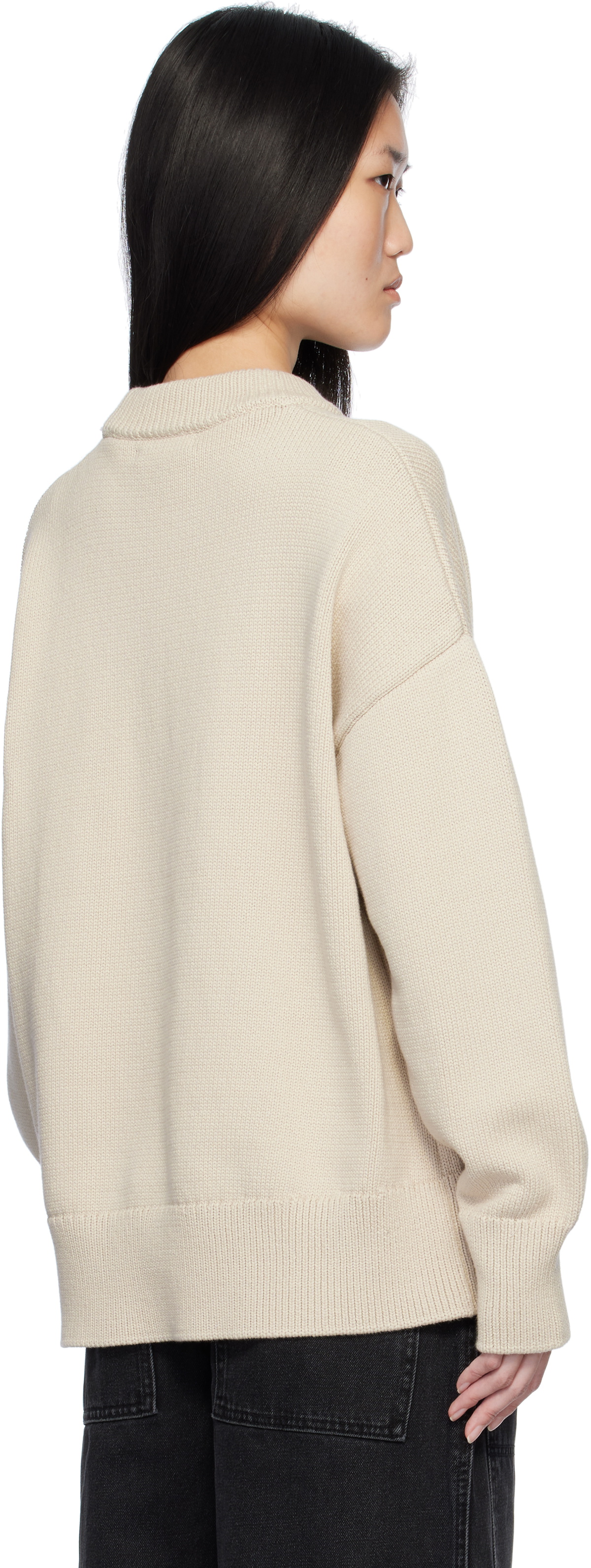 CO Beige Boyfriend Crew Sweater CO