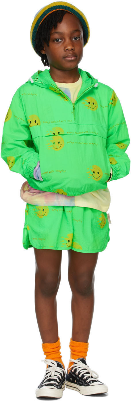 Luckytry Kids Green Smile Anorak Jacket Set Luckytry
