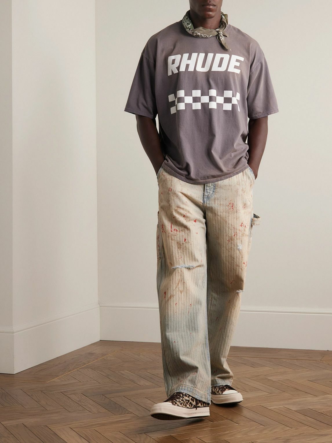 Rhude - Off Road Logo-Print Cotton-Jersey T-Shirt - Gray Rhude