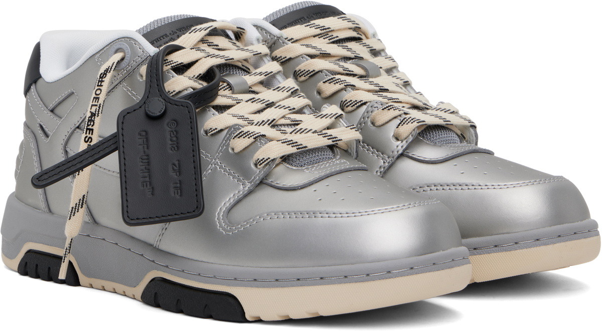 Off-White Silver Out Of Office Metallic Leather Sneakers Off-White