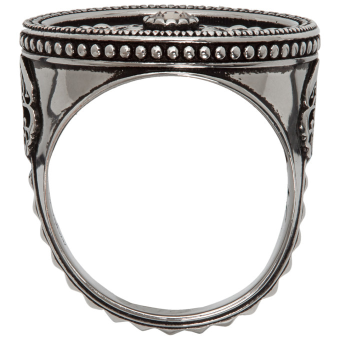 Alexander McQueen Silver Medallion Ring Alexander McQueen