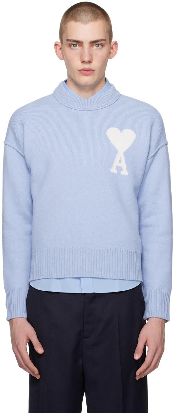 AMI Paris Blue Ami de Cœur Sweater AMI AMI Paris Blue Ami de Cœur Sweater AMI