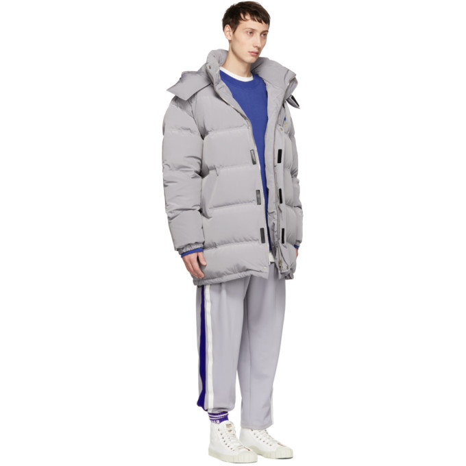 ADER error Grey Down Slice Logo Puffer Jacket ADER error