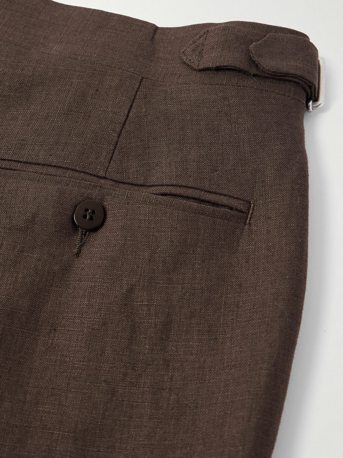 Stòffa - Straight-Leg Pleated Linen Trousers - Brown STÒFFA
