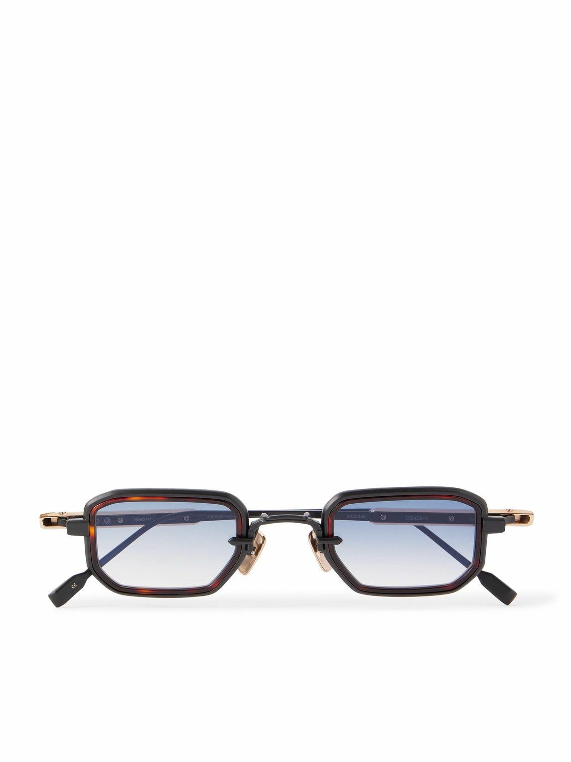 Sato - Deneb-T Square-Frame Titanium, Tortoiseshell Acetate and Gold-Tone Sunglasses Satoshi ...