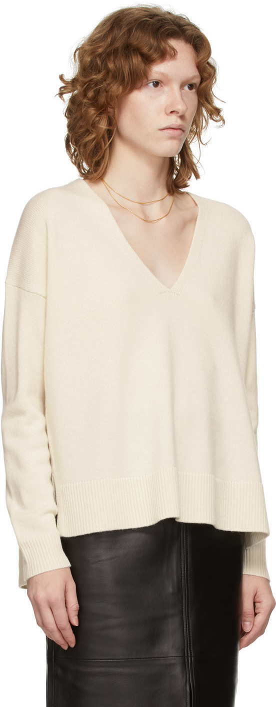 CO White Cashmere V-Neck Sweater CO