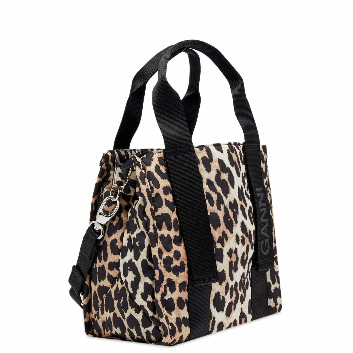 GANNI Women's Recycled Tech Small Tote Print in Leopard GANNI