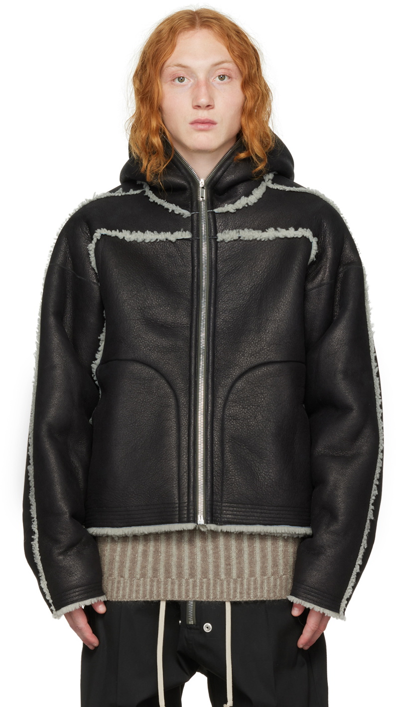 Rick Owens Black Zipped Leather Jacket Rick Owens