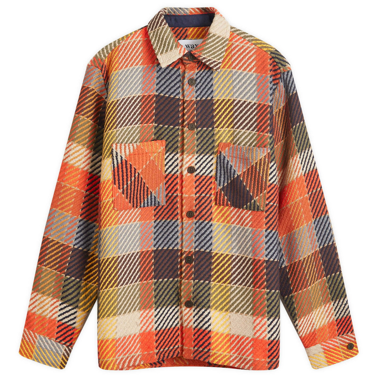 Wax London Men's Whiting Pike Check Overshirt in Orange Multi Wax London