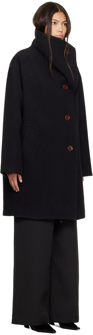 Acne Studios Black Funnel Neck Coat Acne Studios