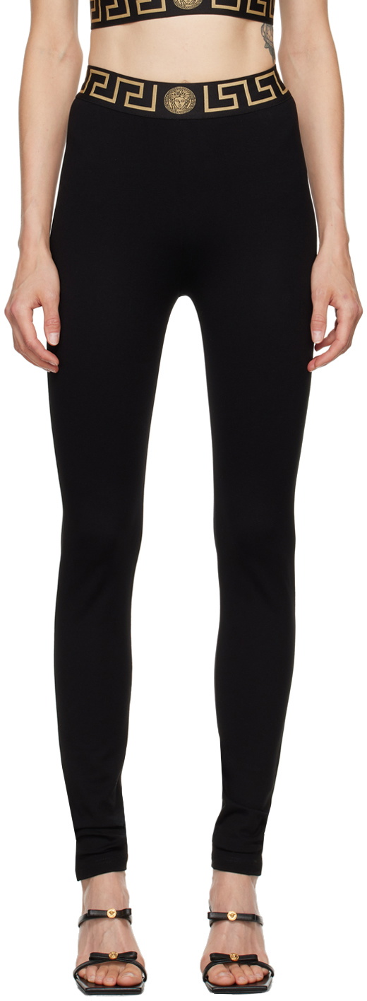 Versace Underwear Black Greca Border Leggings Versace Underwear