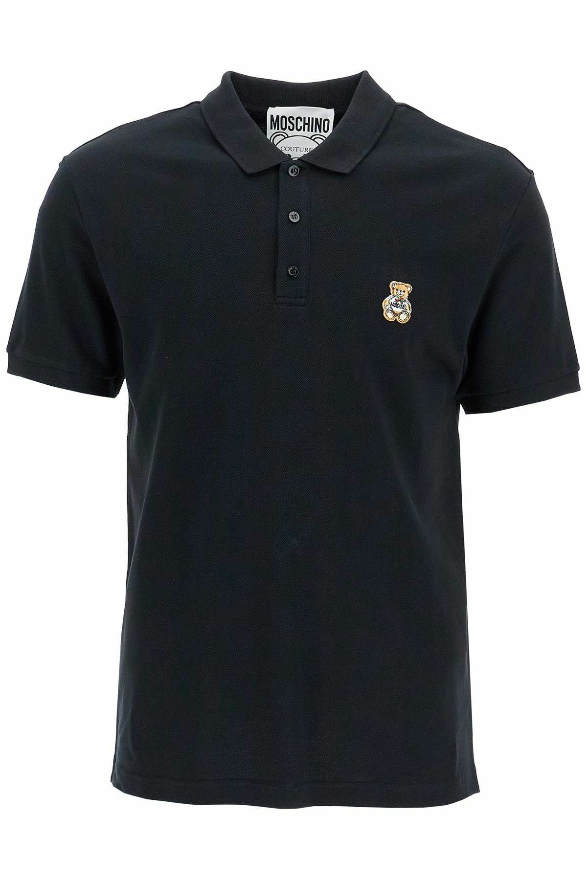 MOSCHINO polo shirt with teddy bear application Black Moschino