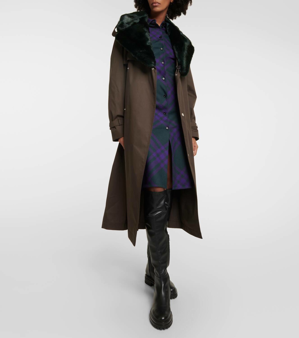 Burberry Faux-fur trimmed cotton coat Burberry