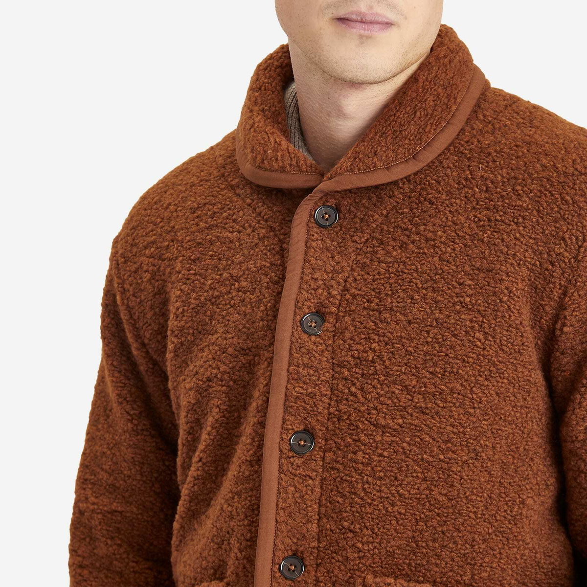Universal Works Men's Boucle Alvar Fleece Lancaster Jacket in Brown ...