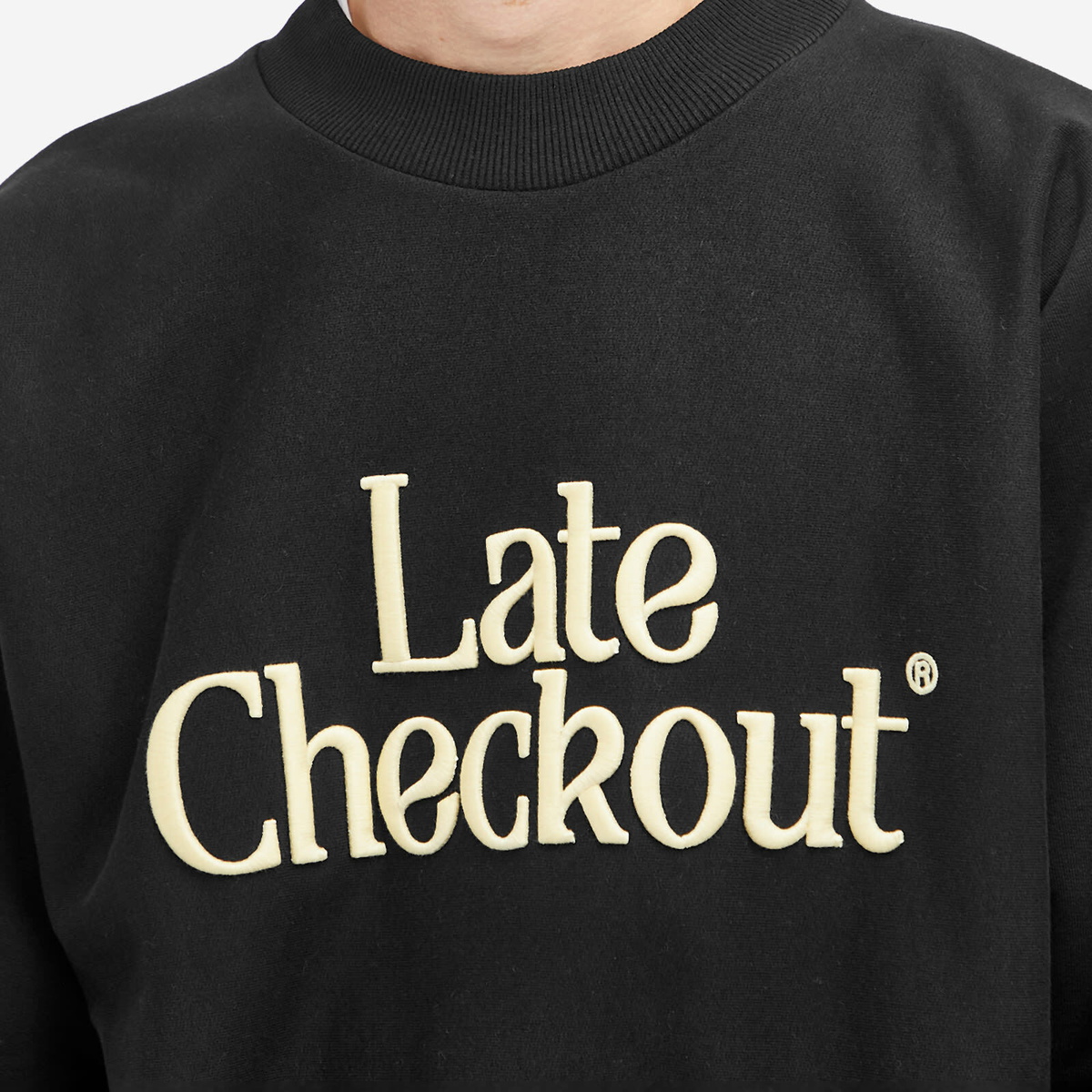 Late Checkout Men's LC Logo Crew Sweat in Black Late Checkout