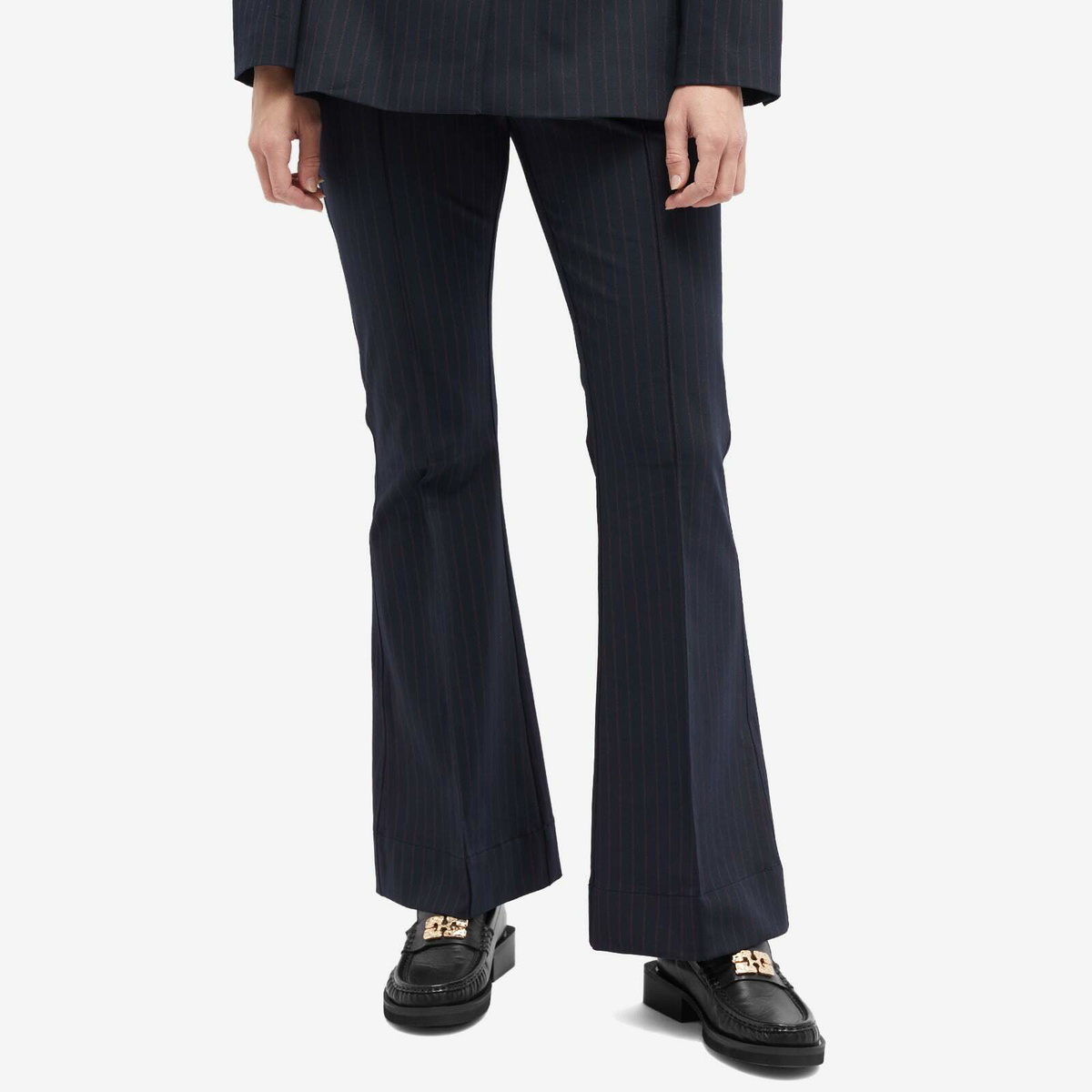 GANNI Women's Bootcut Mid Waist Pants in Sky Captain GANNI