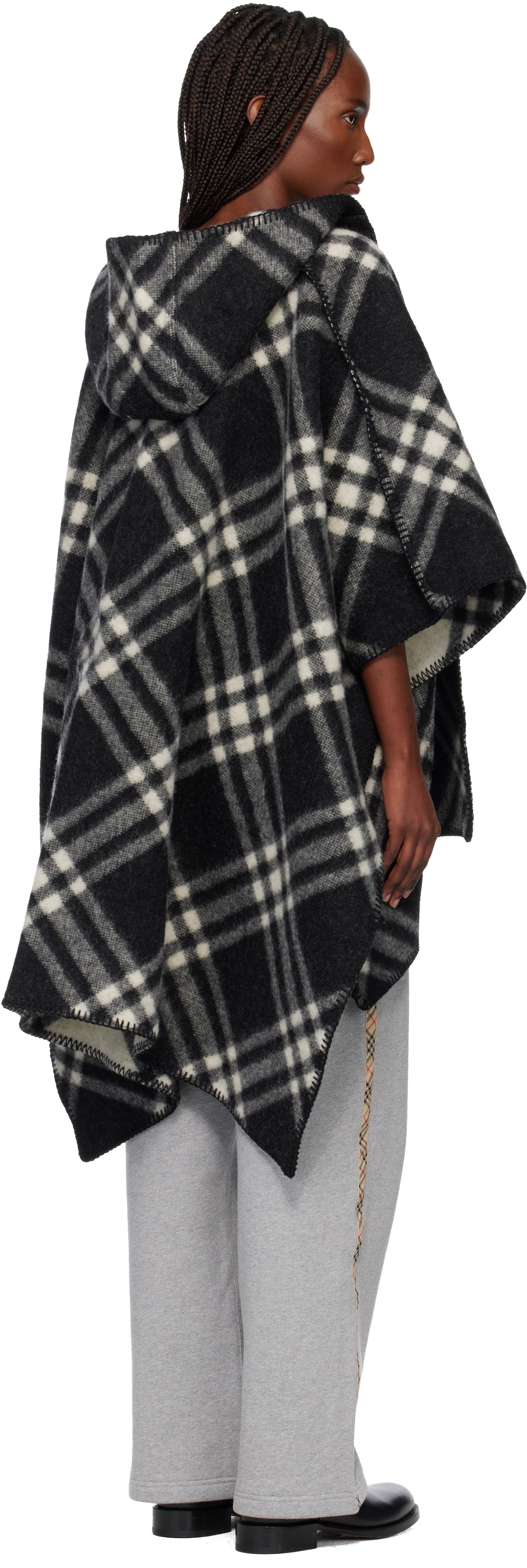 Burberry Black Check Wool Reversible Cape Burberry
