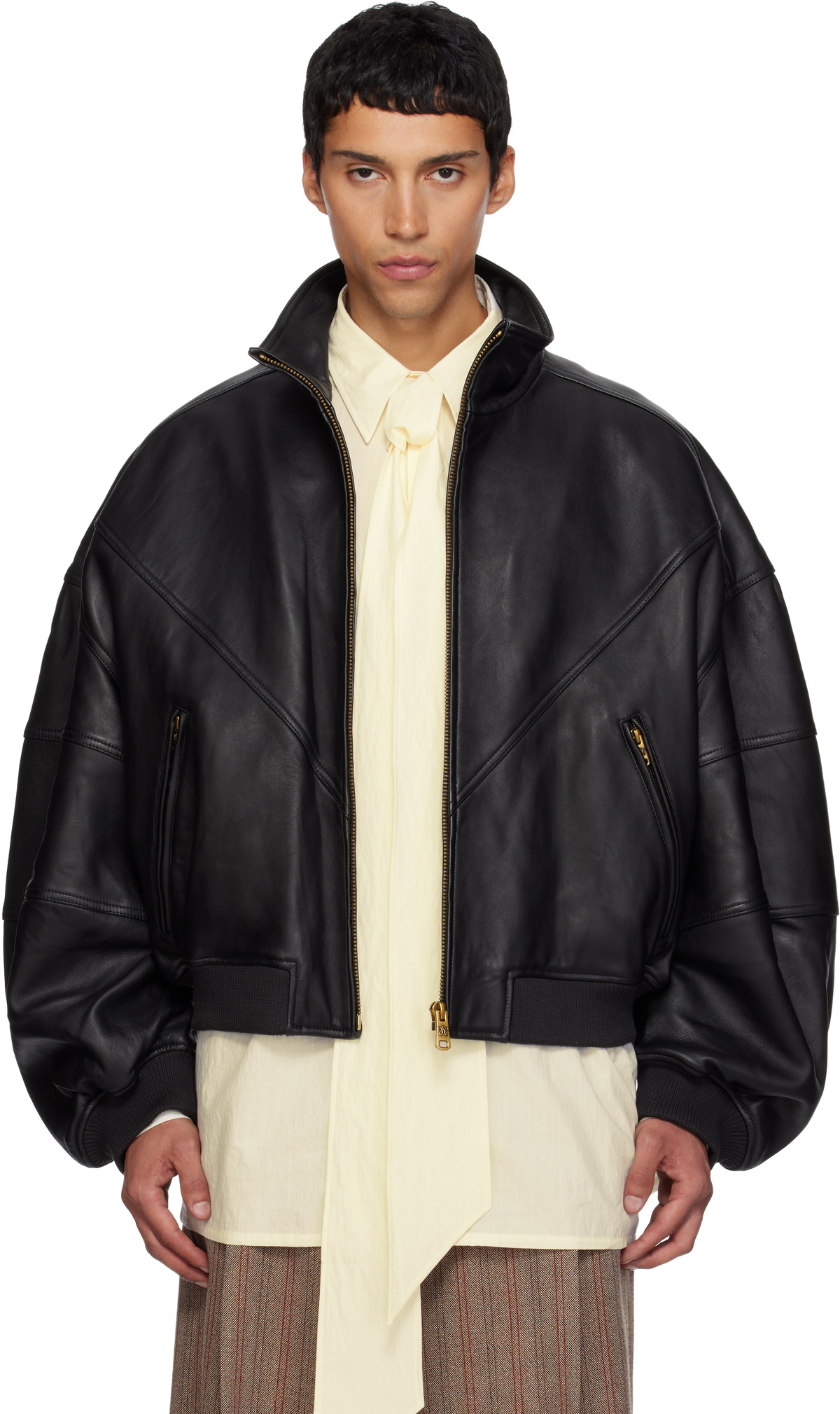 WILLY CHAVARRIA Black Ruff Rider Leather Jacket Willy Chavarria