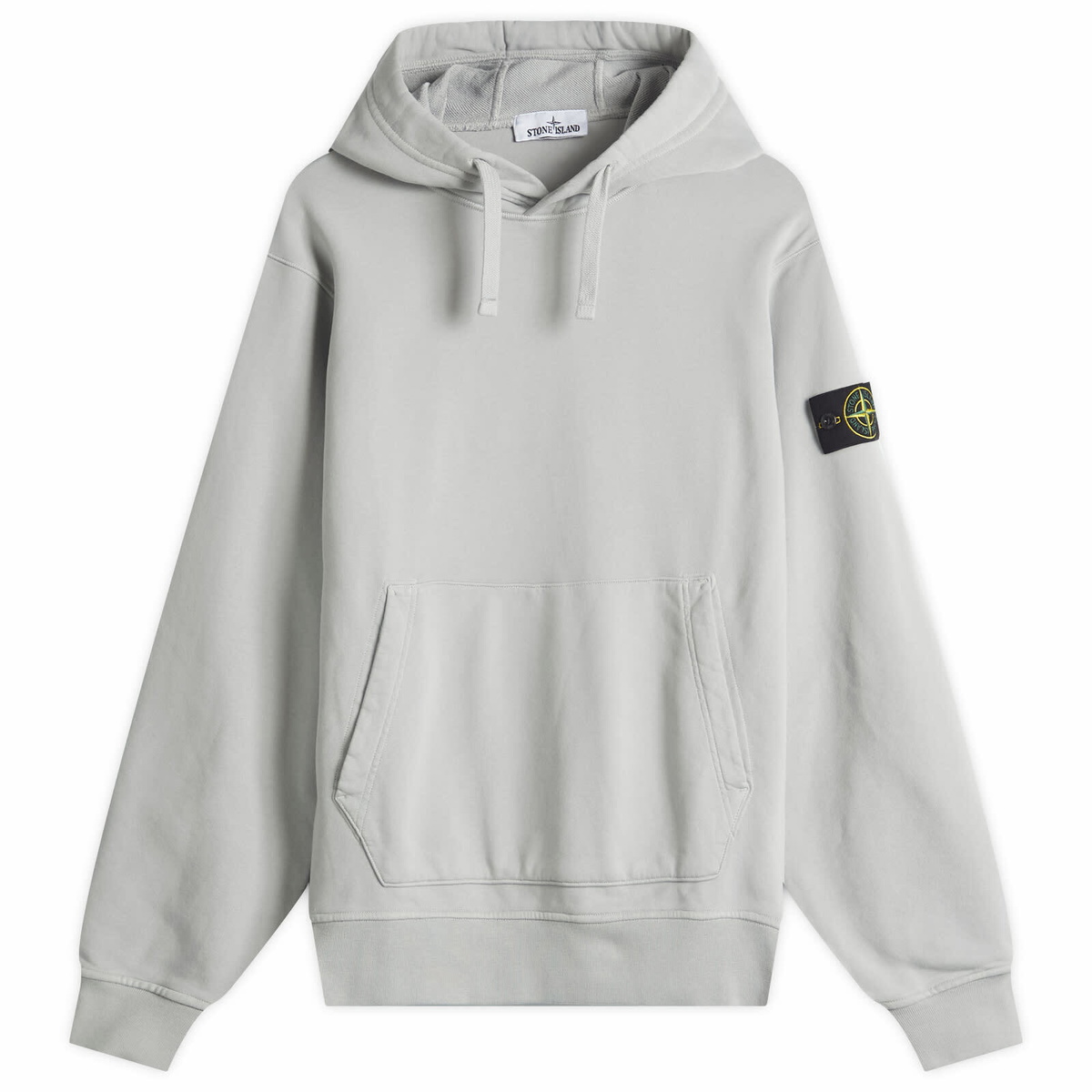 Stone Island Men's Garment Dyed Popover Hoodie in Pearl Grey Stone Island