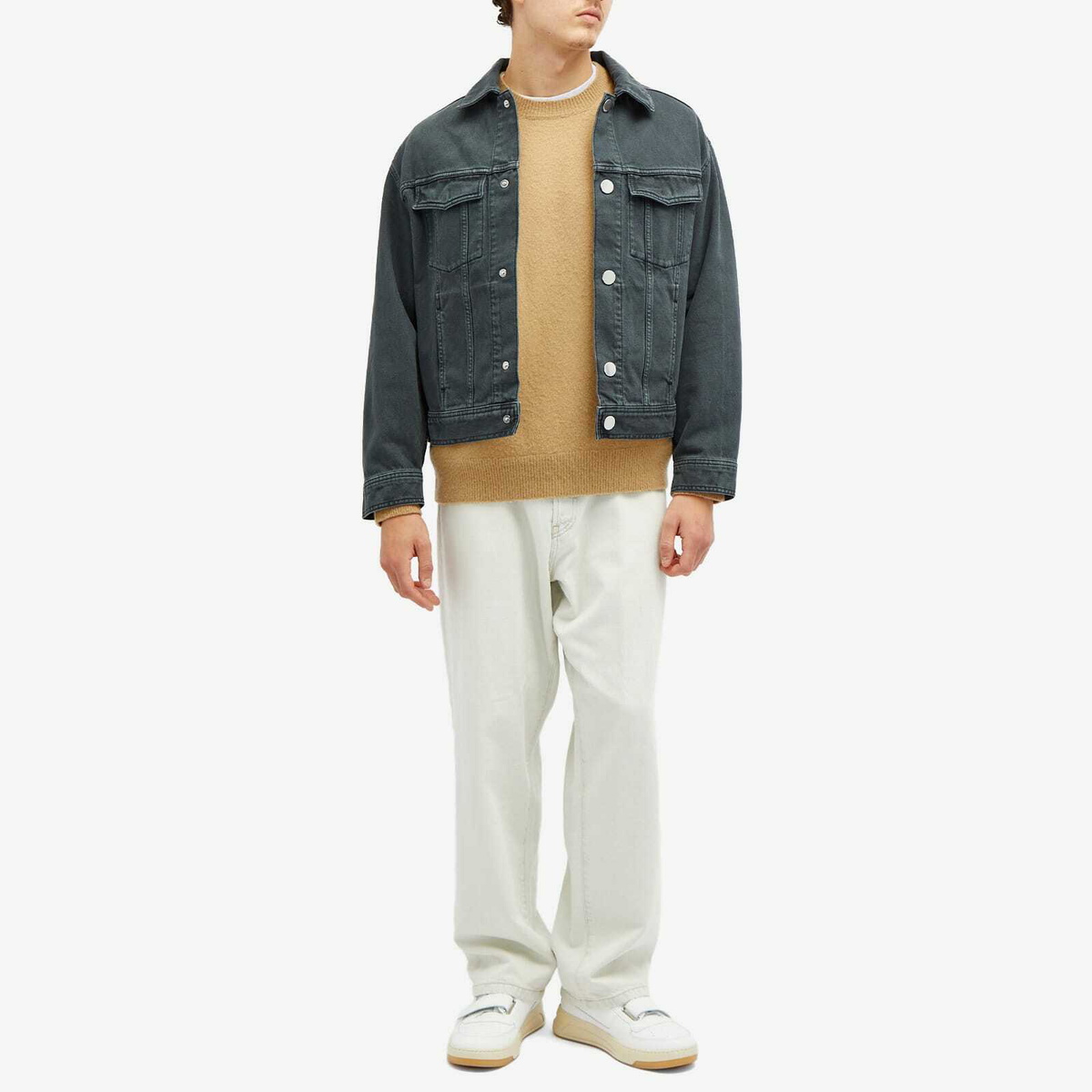 AMI Paris Men's Denim Trucker Jacket in Black AMI