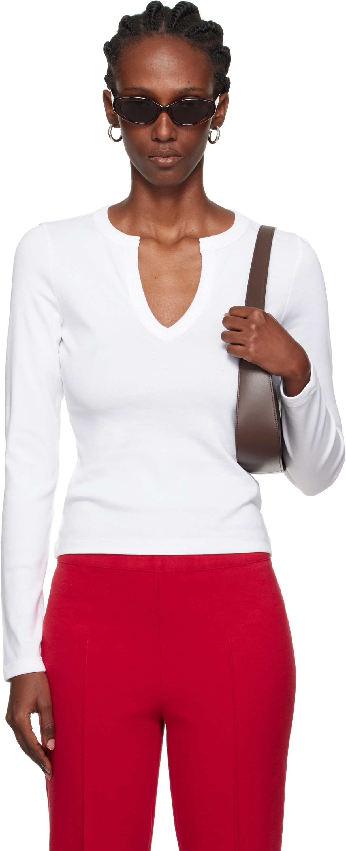 FLORE FLORE White Iman Longsleeve T-shirt FLORE FLORE