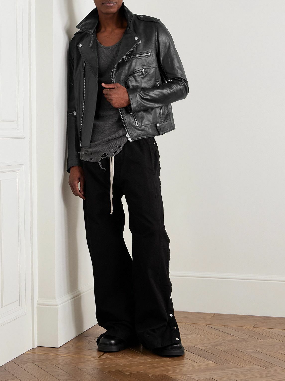 Rick Owens - Stooges Slim-Fit Leather Biker Jacket - Black Rick Owens