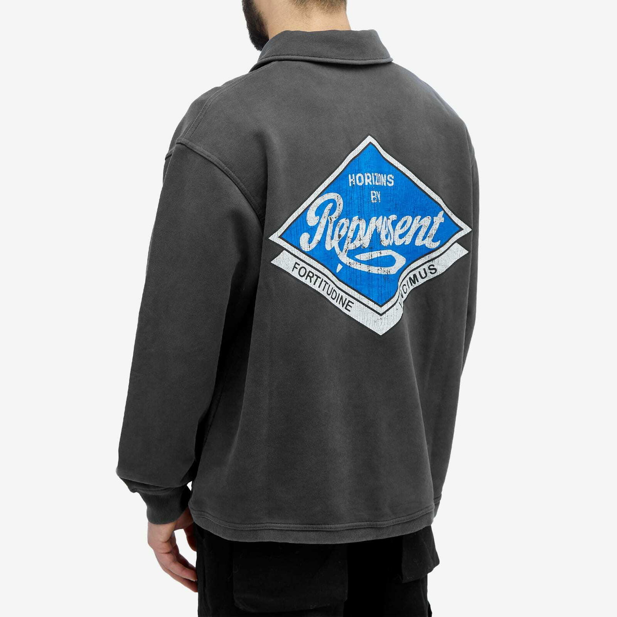 Represent Men's Classic Parts Quarter Zip Sweat in Aged Black Represent