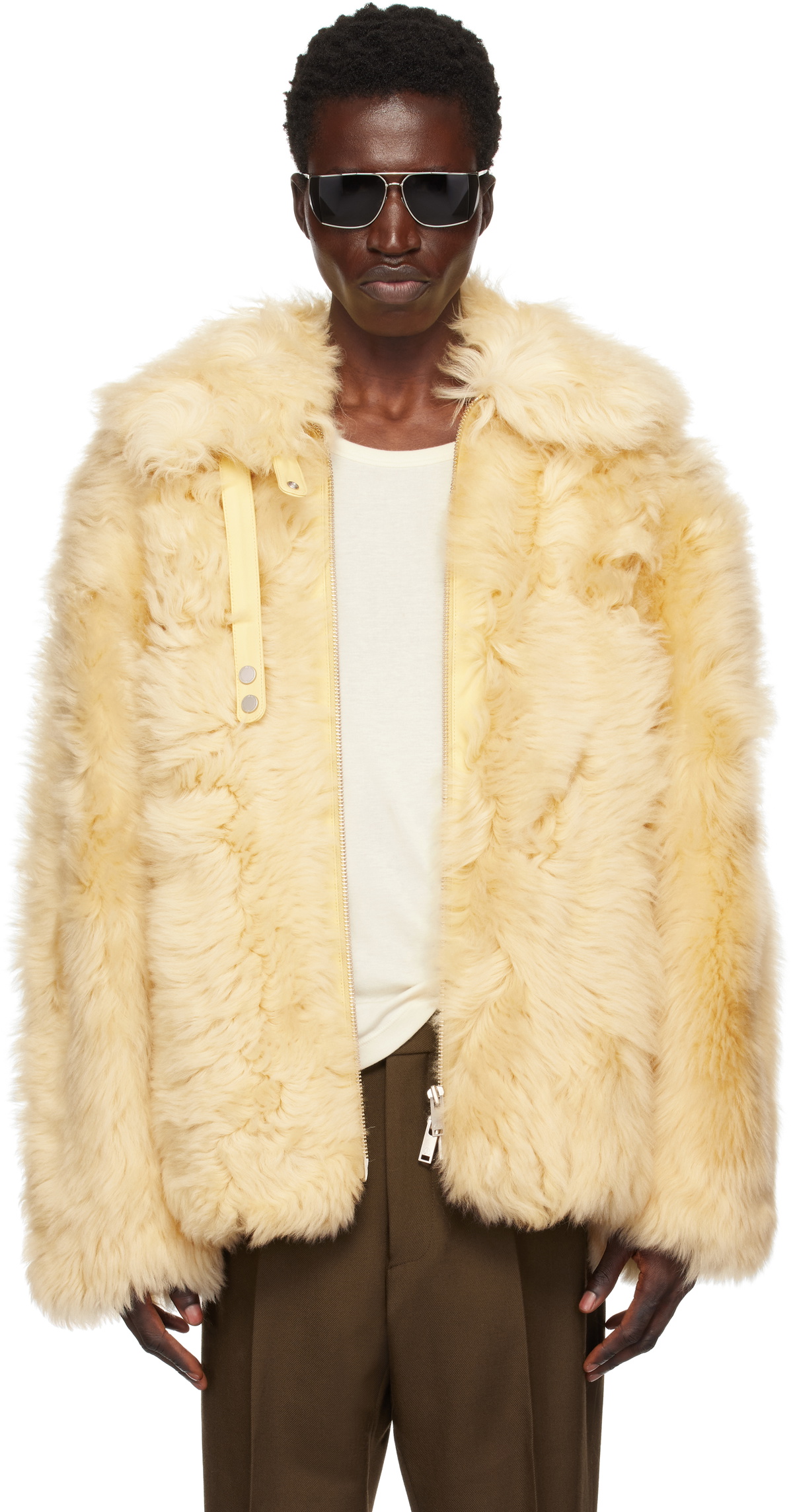 Moose Knuckles Yellow Efna Short Shearling Coat Moose Knuckles