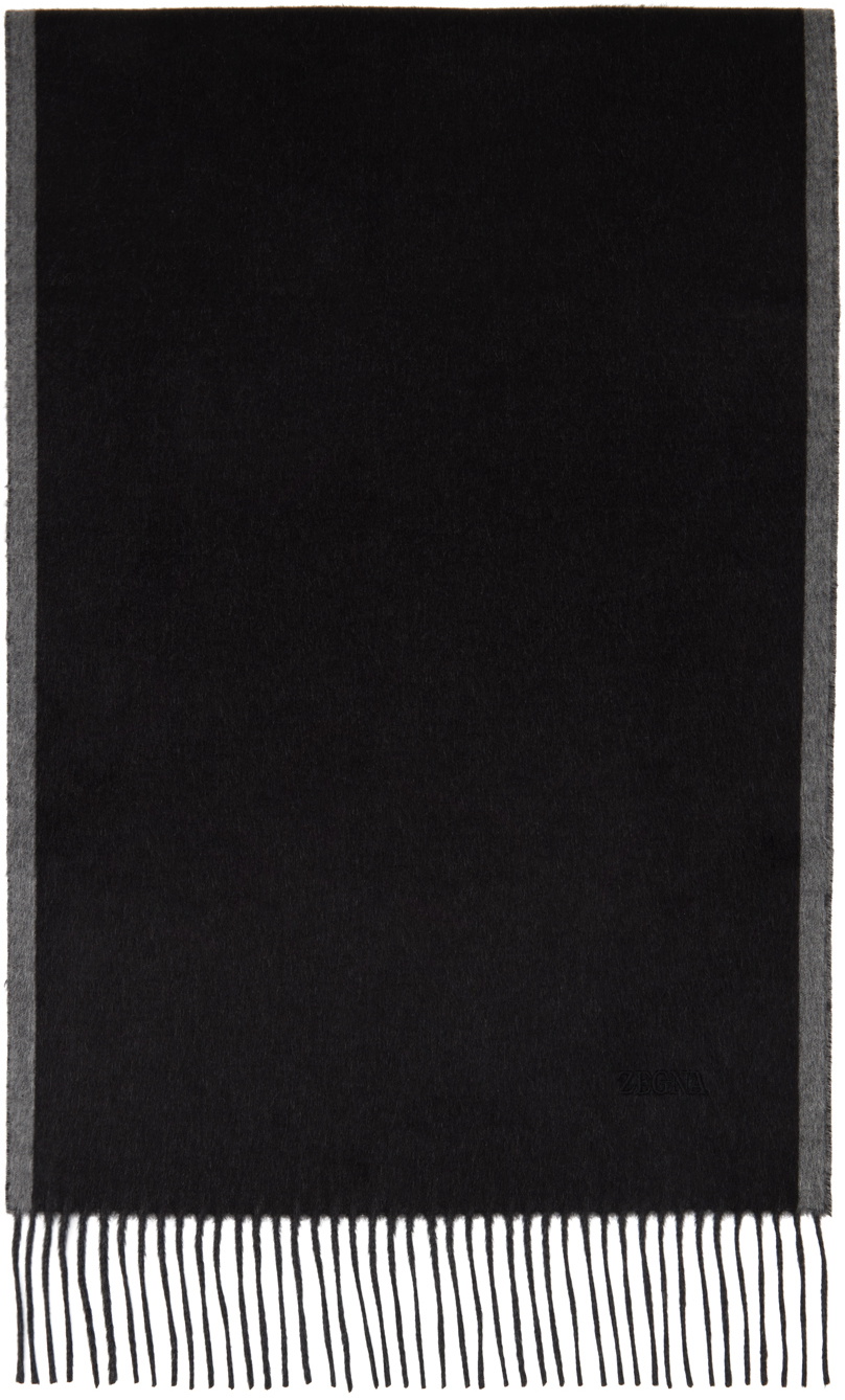 ZEGNA Black & Gray Bicolored Scarf Zegna
