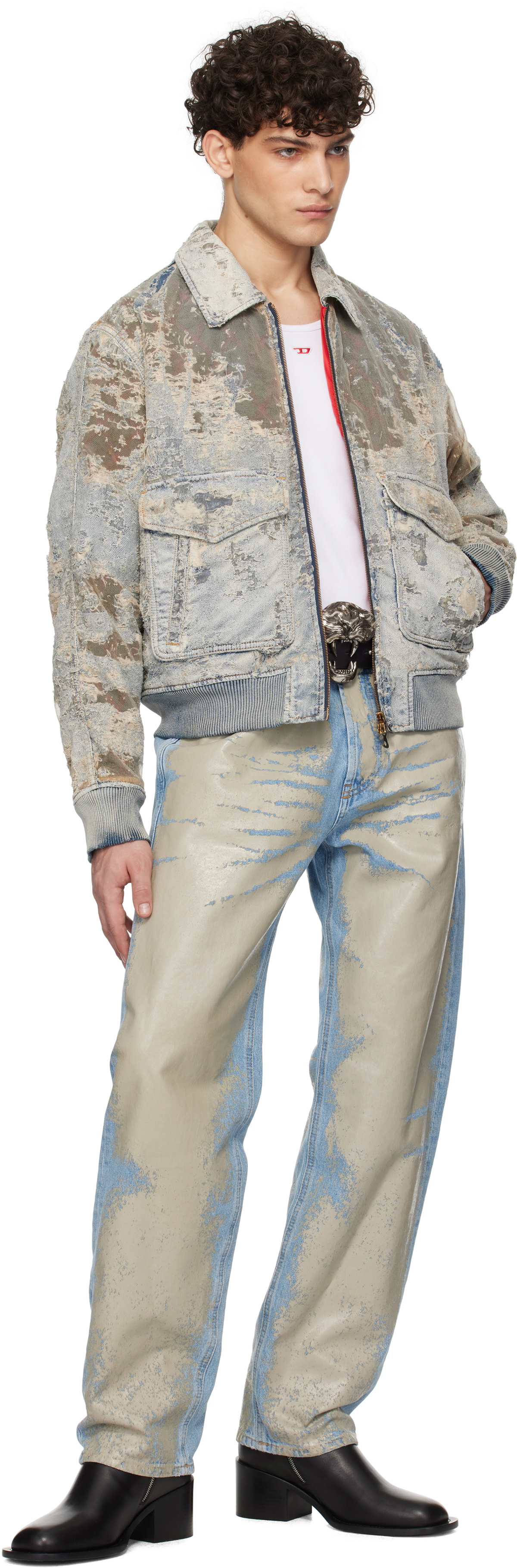 Diesel Gray D-Muddy-Fsf Denim Jacket Diesel