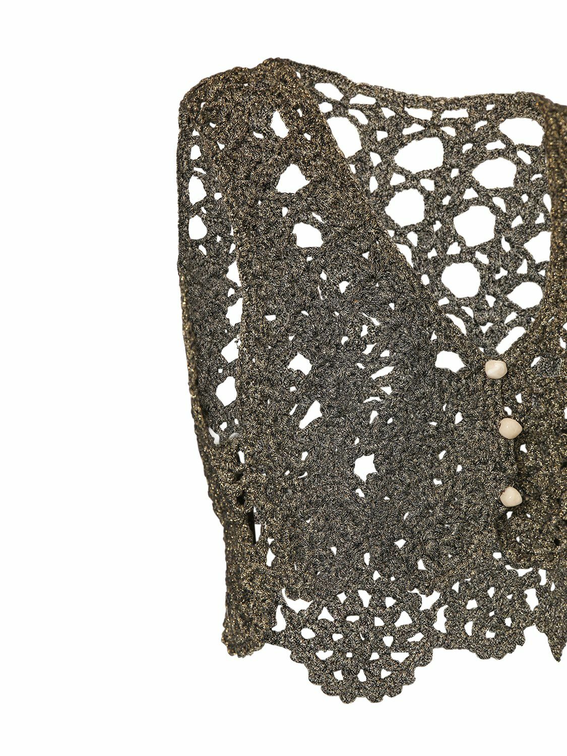 GANNI - Crochet V-neck Cotton Blend Top GANNI